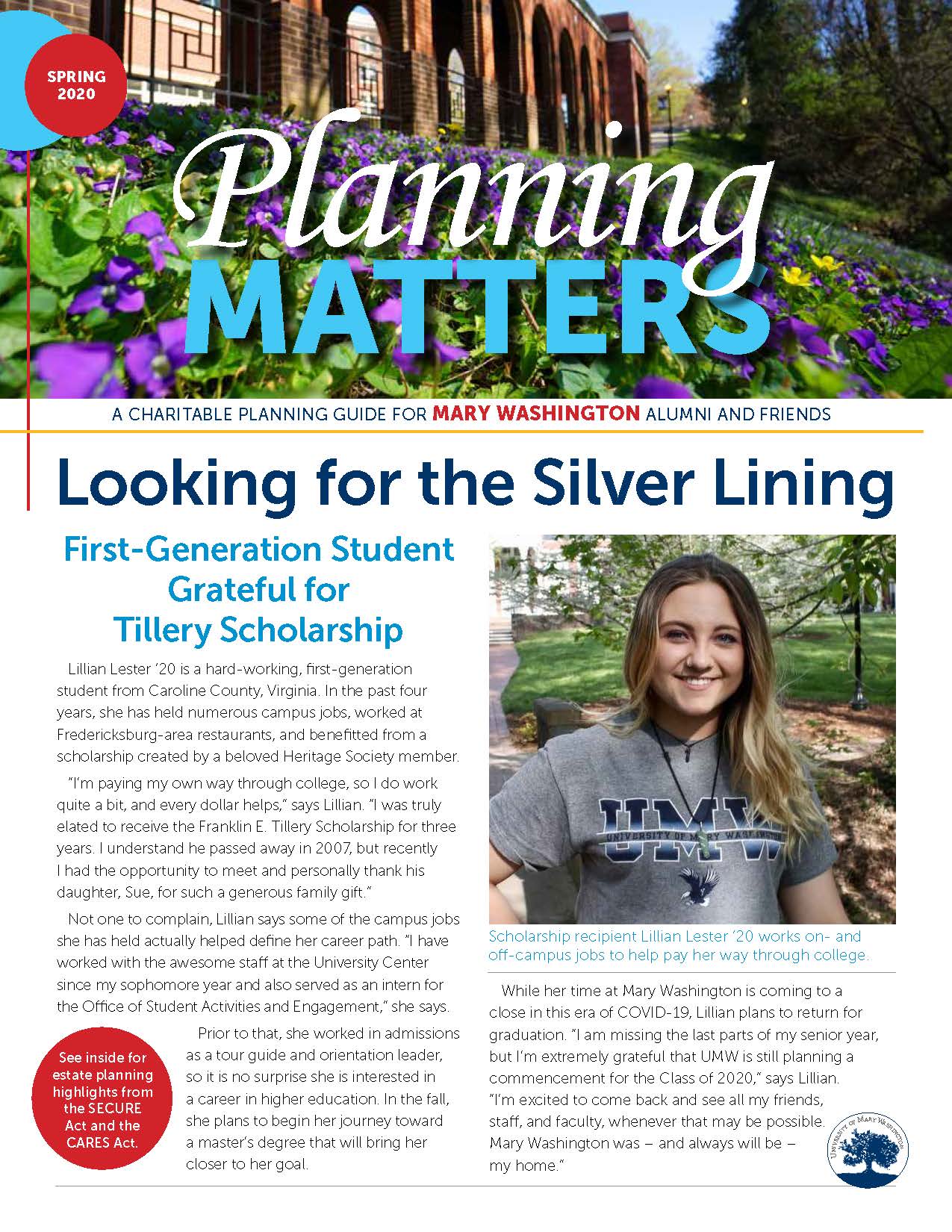 April 20 - final COVER page - Giving to Mary Washington