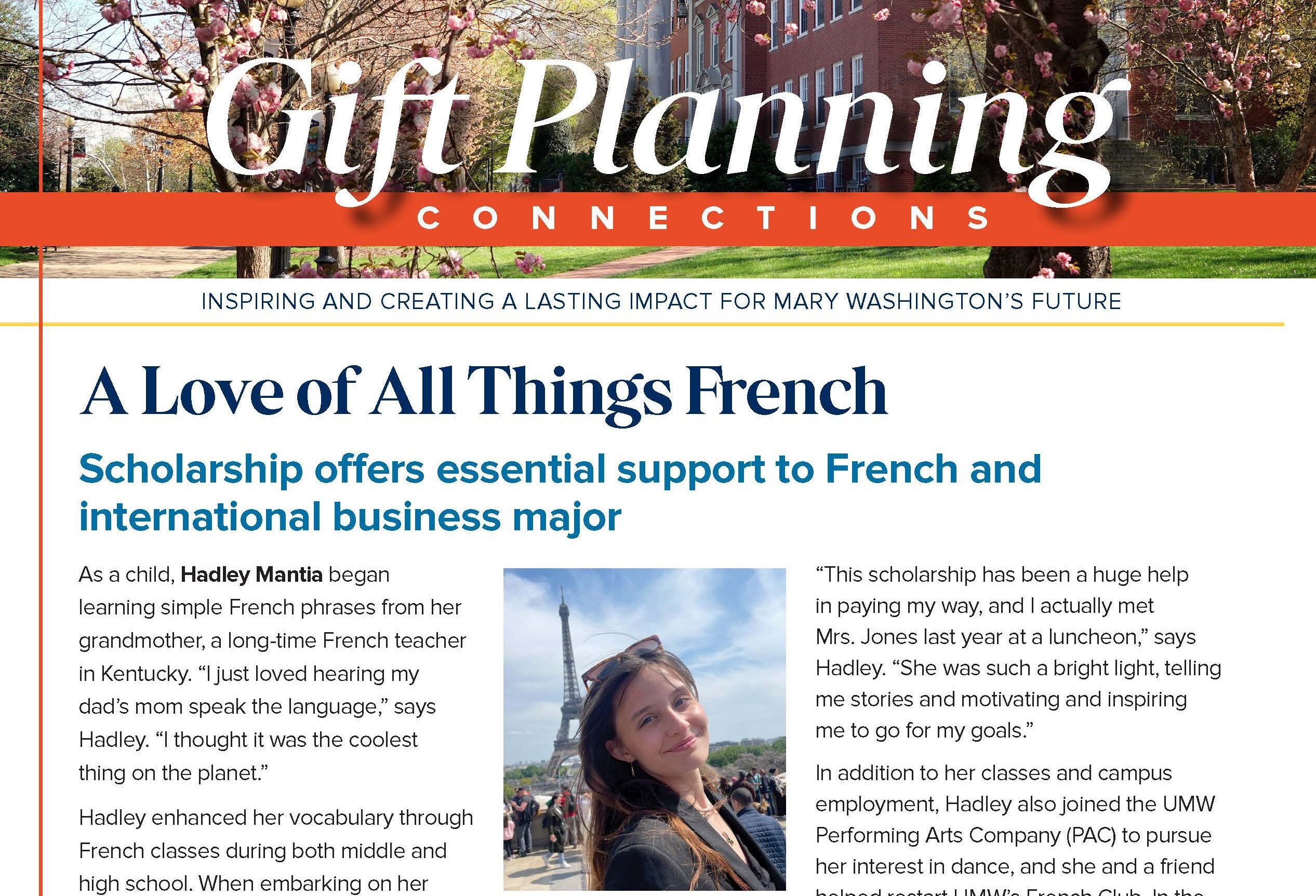 Gift Planning Connections - Spring 2024 - Giving to Mary Washington